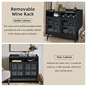 YUSING Buffet Cabinet with Storage, Sideboard Cabinet with Moru Tempered Glass Door, Coffee Bar Cabinet, Coffee Station, Accent Cabinet with Wine Rack for for Kitchen, Living Room, Entryway