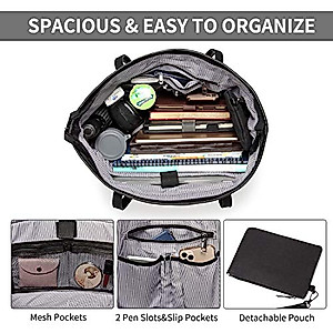 VASCHY Laptop Bag for Women, 15.6-17 Inch Lightweight Water Resistant Travel, Work,Teacher Tote Bag Luggage Strap