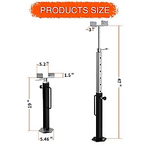Sulythw RV Slide Out Supports Stabilizer Jacks Heavy Duty Rust Resistant Steel Adjustable from 19'' to 47'' for 5th Wheel 5000 lbs Capacity，2 Pcs