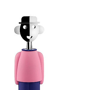 Alessi AM23 PAZ - Alessandro M. Corkscrew in thermoplastic resin, pink and blue and chrome plated zamak.