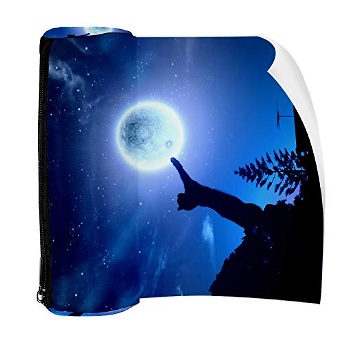 Cat Catching Moon Pencil Bag Pen Case Stationary Case Pencil Pouch Desk Organizer Makeup Cosmetic Bag for School Office