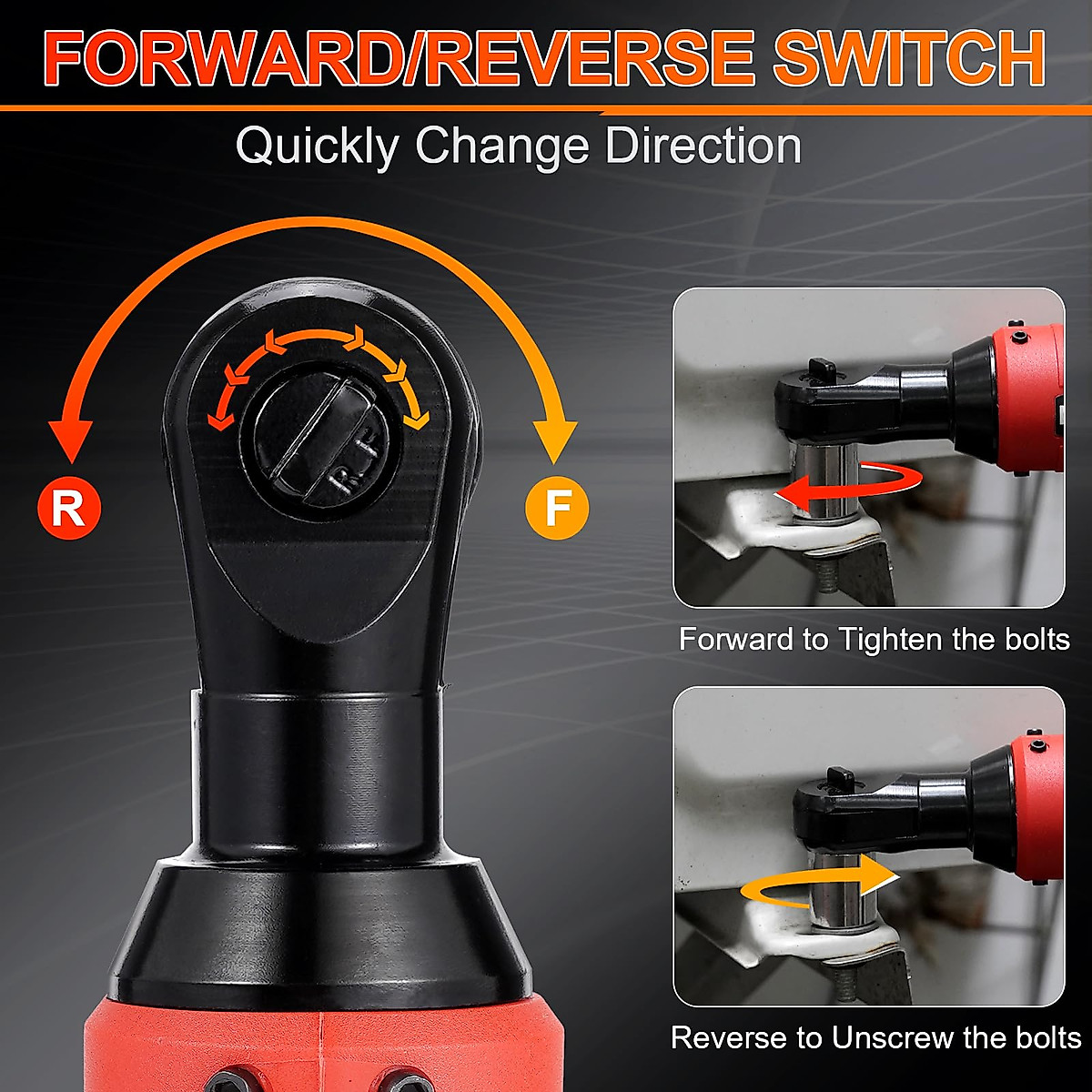 HORMY 3/8" Cordless Electric Ratchet Wrench Set, 33 Ft-Lbs 16.8V Battery Power Ratchet Tool Kit with Variable Speed Trigger, 2 Packs 2.0Ah Battery, Charger, 7 Sockets