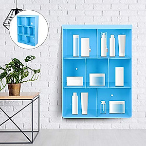 DOITOOL Wall Mounted Shelves Floating Shelves Wall Mounted Plastic Non Drilling Adhesive Bathroom Organizer Ledge Shelf Rack for Bedroom Living Room Bathroom Office (Blue) Wall Mounted Shelf