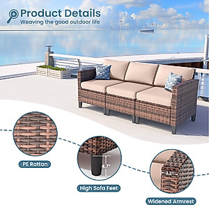 Amopatio Patio Furniture Set with Fire Pit Table, Outdoor Furniture Sectional Sofa with Swivel Chairs, Modern Conversation Sets for Balcony Backyard, Beige（Include Waterproof Covers ）