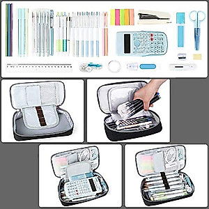 Homecube Big Capacity Pencil Case Pen Holder Pouch Marker Desk Organizer Bag with Zipper Large Storage College Middle School & Office Supplies Stationery - Black