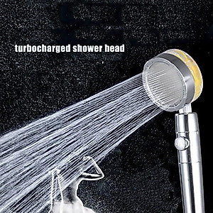 APBEAM High Pressure Water Saving Propeller Shower Head with Filters Vortex Shower Head Pause Switch Hydro Jet Shower Head Easy Install Handheld Turbo Shower Head 360 Degrees Rotating - Red