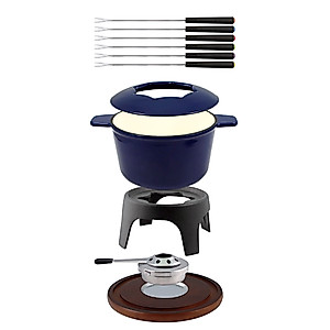 Swissmar F66706 Sierra 1.6-Quart Cast Iron Meat Fondue Set, 11-Piece, Deep Blue