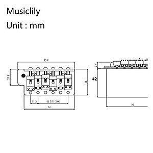 Musiclily Pro 56.5mm Vintage Guitar 6 Screw Tremolo Bridge Steel Saddles for Vintage Fender American Strat Stratocaster Electric Guitar, Chrome