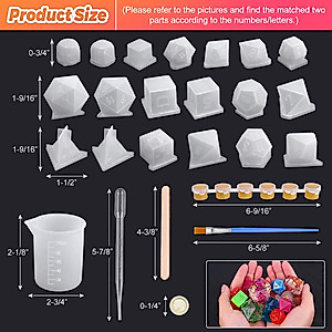 Resin Dice Molds, Shynek 19 Styles Polyhedral Game Dice Molds Set with Silicone Dice Mold, Mixing Sticks, Measuring Cup, Droppers, Acrylic Paints Set for Epoxy Resin Dice Making