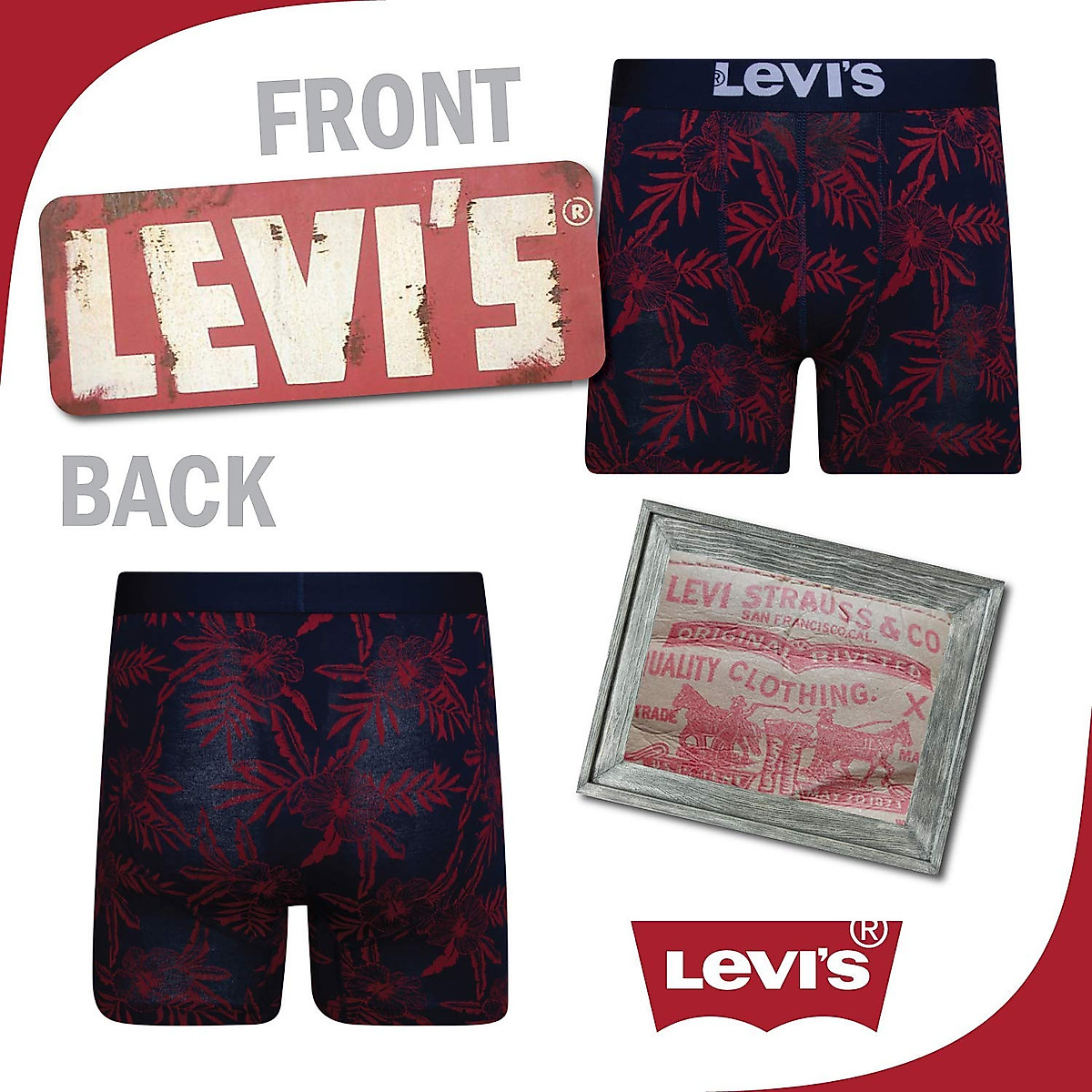 Levi's Mens Boxer Briefs Breathable Stretch Underwear 4 Pack