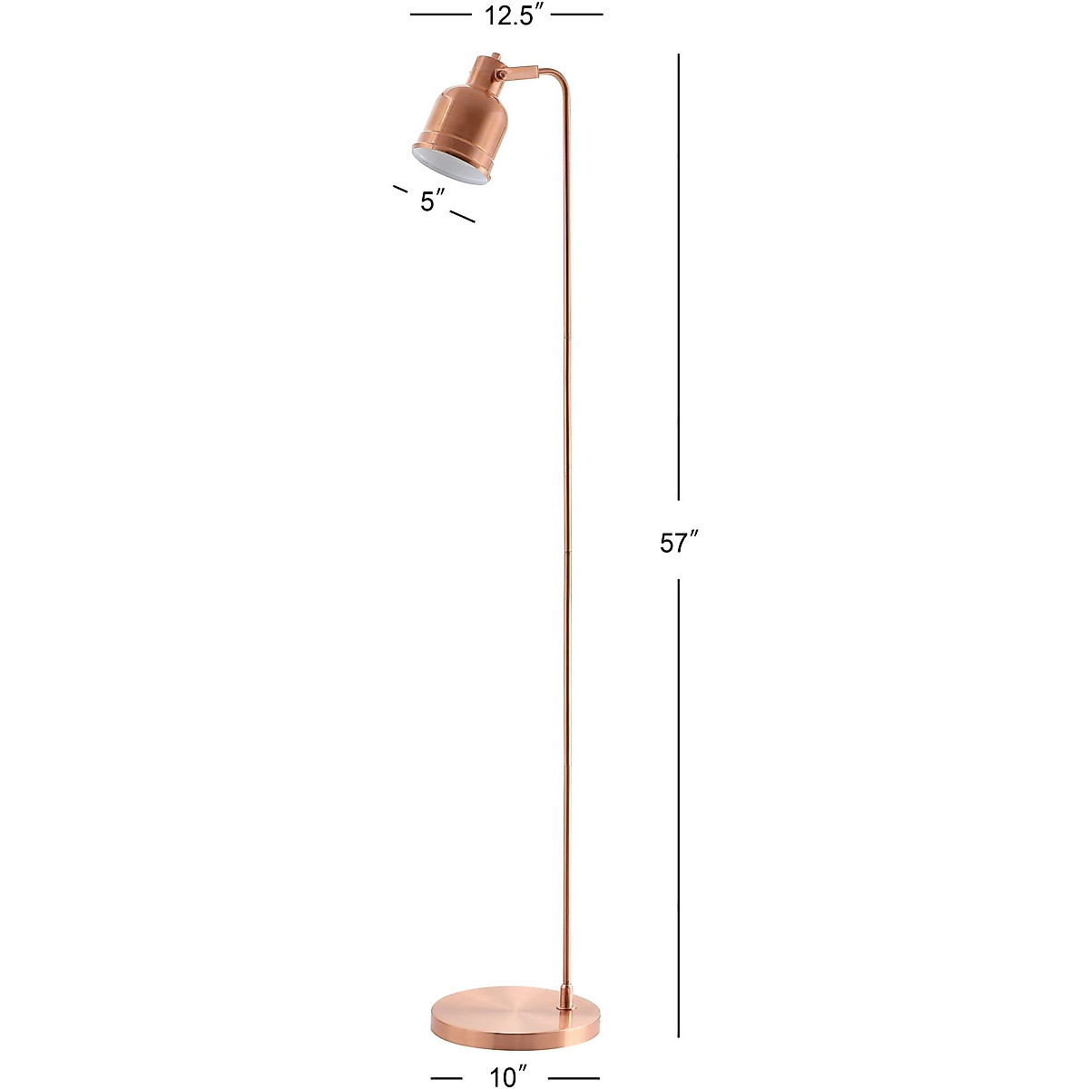JONATHAN Y JYL6113A Brandon 57" Metal Task LED Floor Lamp, Contemporary, Transitional, Modern, Minimalist, Office, Living Room, Dining Room, Bedroom, Kitchen, Foyer, Hallway, Copper