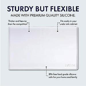 BASIN - Under Sink Mat - Cabinet Liner - The ORIGINAL Silicone Under Sink Mats For Kitchen Waterproof - House Organization Must Haves - New Home Must Haves - Large Silicone Mat Drip Tray 34"x22" White