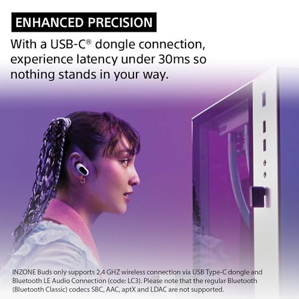 Sony INZONE Buds Wireless Gaming Earbuds, Perfect for PlayStation® 5, for PC/PS5/Switch/Mobile, 48Hr Battery with Case, Noise Canceling, 360 Spatial Sound, 2.4GHz USB-C Dongle, WF-G700N Black