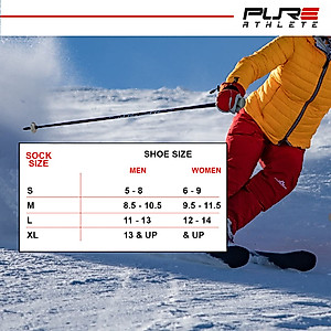 Pure Athlete Wool Compression Ski Socks - Ultra Compression Thermal Boot Socks for Skiing Hiking Hunting Cold Weather (Black/Neon Yellow, X-Large)