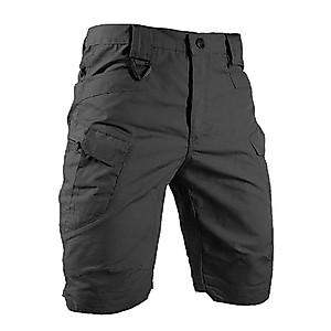 HYCOPROT Men's Tactical Cargo Shorts Waterproof Lightweight Casual Work Short Quick Dry Military Army Multi Pockets Ripstop for Hiking, Outdoor, Hunting (36, Black)