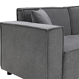 Brabrety 97 * 74" Modern Minimalist Style Sectional Sofa,L-Shaped Couch Set with 2 Free Pillows,5-seat Chenille Fabric Couch with Chaise Lounge for Living Room, Apartment, Office. (Grey#Chenille)