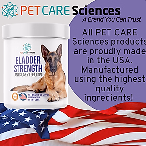 PET CARE Sciences Bladder Strength Approx 55 Chews - Natural Dog UTI Treatment - Kidney Support for Dogs - Dog Cranberry Supplement - Senior Dog Incontinence Supplements - Made in The USA