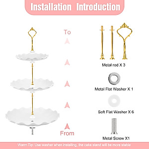 6 Pieces Cupcake Stand Set Cake Stands for Dessert Table Display Cup Cake Tier Stand Set with 3 Piece 3-Tier Cupcake Holder and 3 Pieces Appetizer Trays for Wedding Baby Shower Birthday Tea Party