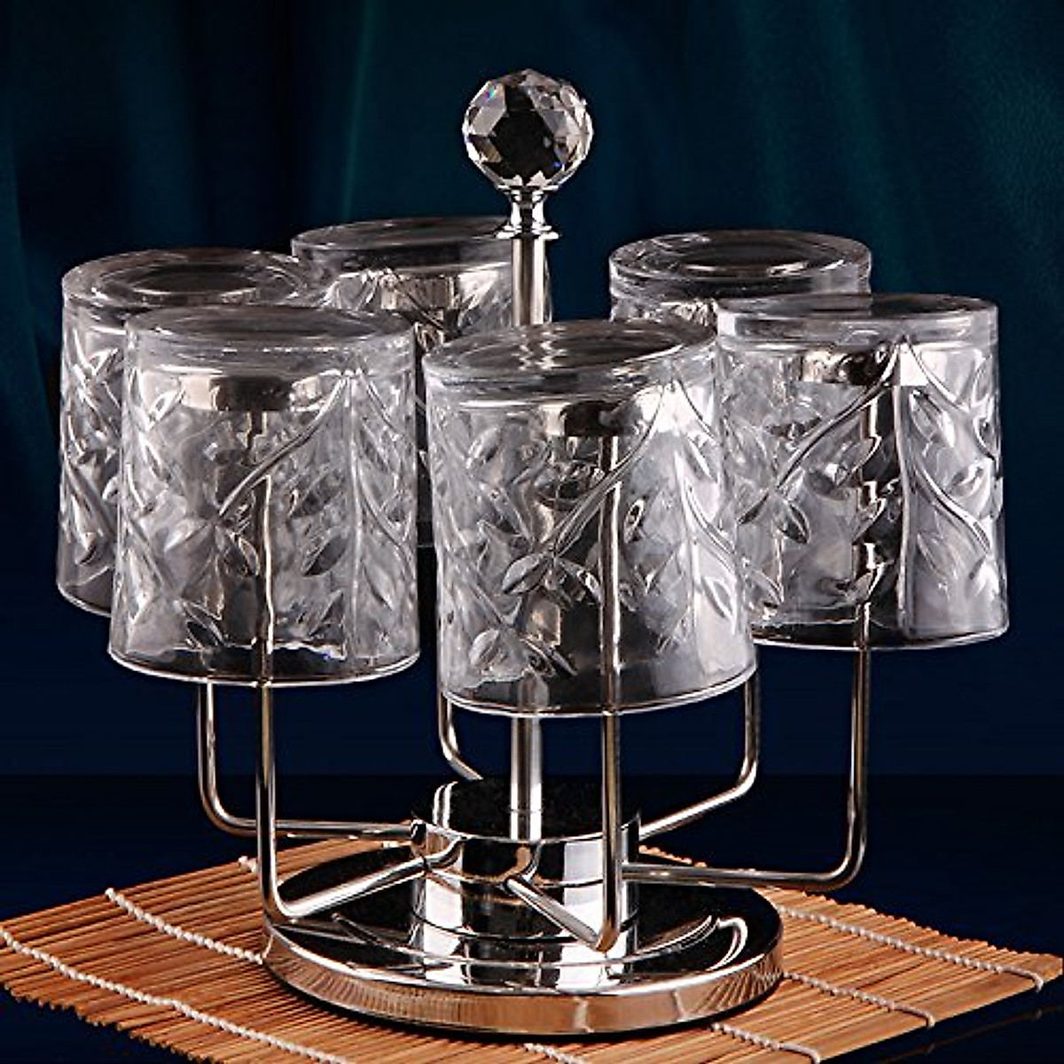 Vivian Rotating Cup Mug Glass Holder Rack Stainless Steel 6 Cups Drying Rack Stand