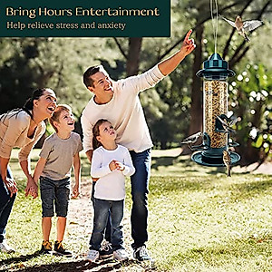 Wiewish Squirrel Proof Bird Feeder for Outdoor Hanging Metal, Plastic Tube Bird Seed Feeder with 4 Ports, Large Capacity, Easy to Fill Metal Birdfeeder for Cardinal, Finch, Blue Jay for Bird Lover