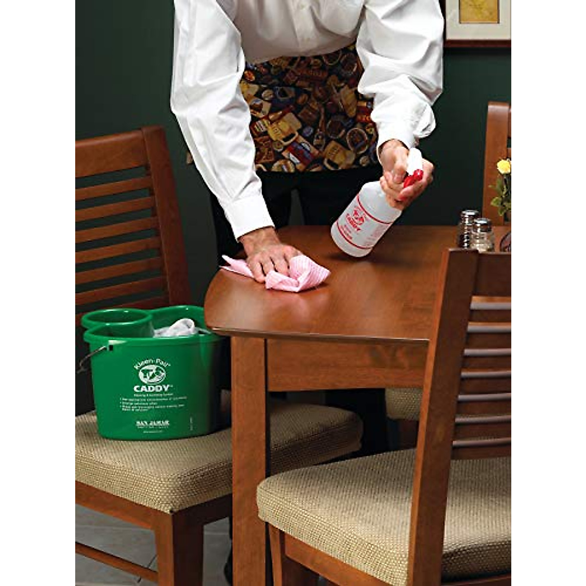 San Jamar KP500 Kleen-Pail Commercial Cleaning Caddy System, Green