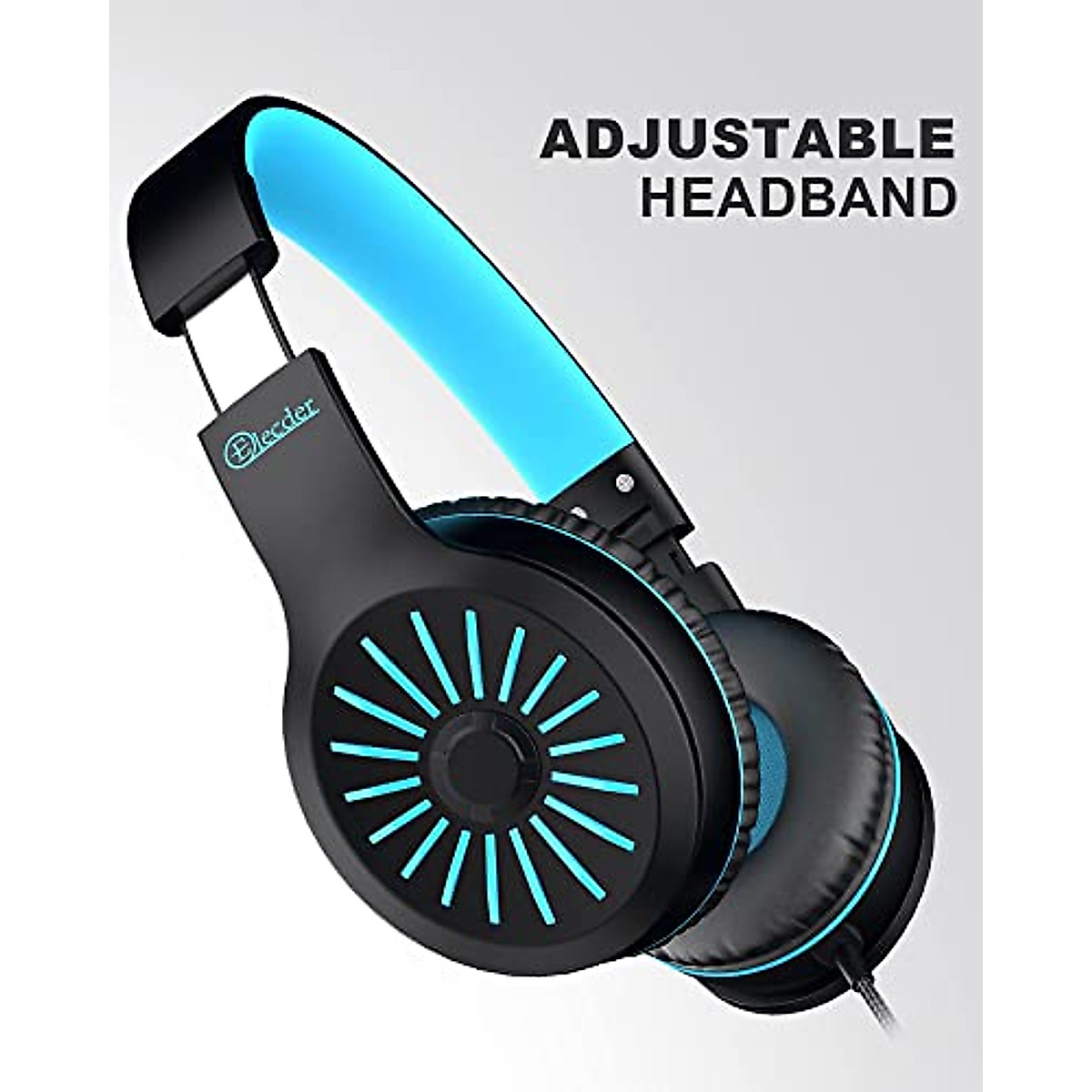 ELECDER i45 On-Ear Headphones with Microphone - Foldable Stereo Bass Headphones with No-Tangle 1.5M Cord, 3.5MM Jack, Portable Wired Headphones for School/Kids/Teens/Smartphones/Travel/Tablet - Black