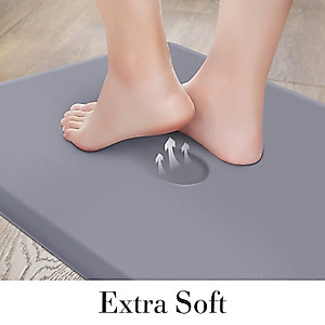 HappyTrends Kitchen Mat [2PCS] Cushioned Comfort Anti-Fatigue Floor Mat, Waterproof Non-Slip Kitchen Rugs, Thick Perfect Ergonomic Foam Standing mat for Kitchen, Home, Office, Laundry,Grey