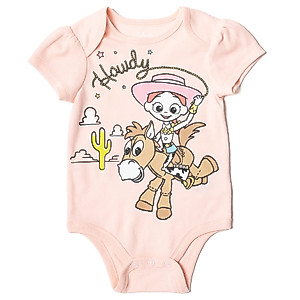 Disney Pixar Toy Story Bullseye Jessie Newborn Baby Girls Bodysuit Pants and Headband 3 Piece Outfit 6-9 Months