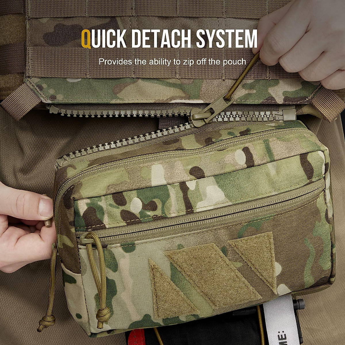 OneTigris Tactical Drop Pouch, Dangler Pouch PLUS1S Admin Pouch Tactical Tool Pouch with Hook and Loop Panel for Tactical Vest Chest Rig Plate Carrier Tactical Gear