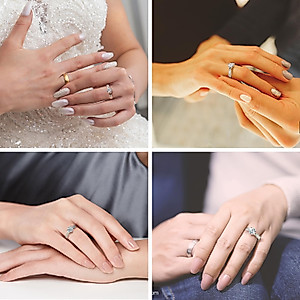 @MintSwag-Yang Moissanite Engagement Rings for Women,1.0 ct Womens Engagement Rings Moissanite Rings S925 Sterling Silver with 14K White Gold Plated Halo Promise Wedding Rings D Color Excellent Round Cut Size 9