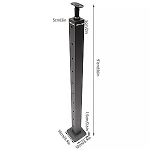 BICKKOMG Cable Railing Post, 4 Piece Adjustable Top Horizontal Line Post Handrail Post Drilled Horizontal Cable Railing Post Adjustable Top Horizontal Post for Decks, Stairs, Porches, Balconies