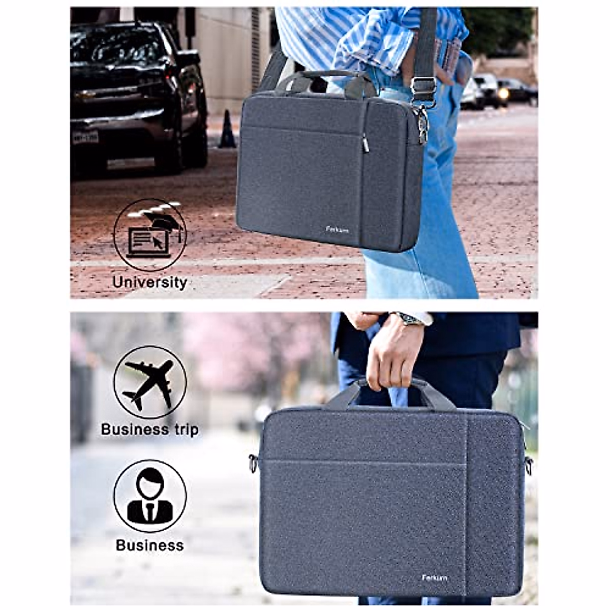 Ferkurn 17 17.3 Inch Laptop Bag Women Men Computer Bag for HP Envy Pavilion Omen/LG Gram/MSI/Dell Inspiron XPS/Lenovo Thinkpad/ASUS/Acer, Shoulder Strap Carrying Briefcase Messenger Bag Large Case