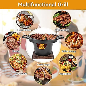 Tissting Smokeless Grill Charcoal Grill Korean Barbecue Grill Household Portable Mini Charcoal Stove BBQ Suitable for Outdoor Camping, Picnic, Beach, Party Use(10.2x8.3x4.9in)