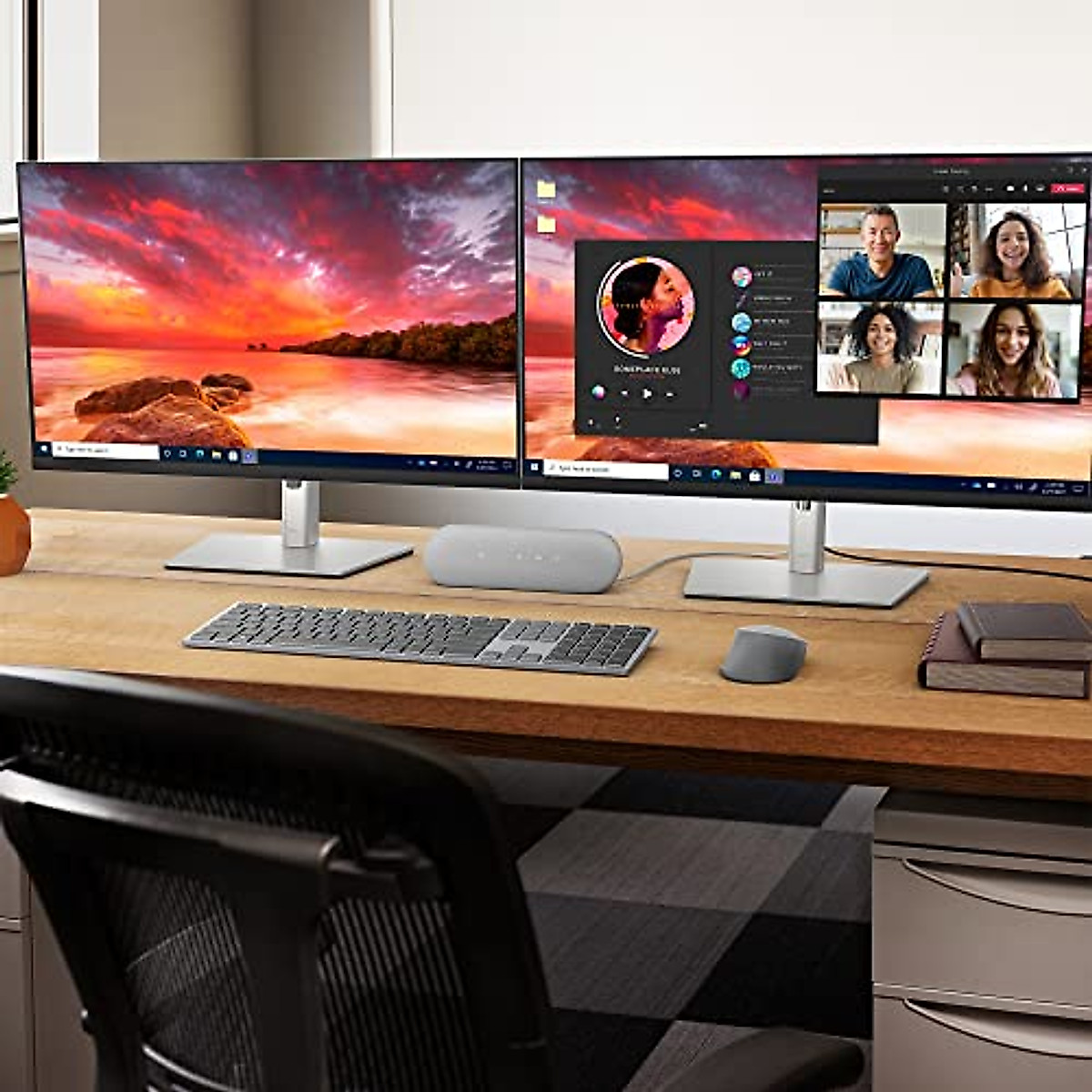 Dell SP3022 USB Computer Speaker for PC, Laptop, Monitor, Business Conference-Mini Soundbar Speakerphone, AI Noise Echo Cancellation, Full Duplex Audio, 2 x 1.8W, MS-Teams Certified - Platinum Silver