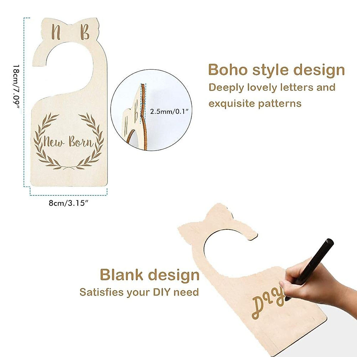 7pcs Baby Closet Dividers Wooden Baby Closet Organizers From Newborn to 24 Months for Nursery Decor