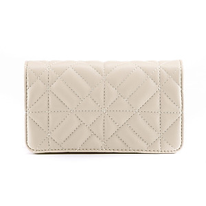 CHIC DIARY Crossbody Bag for Women PU Leather Clutch Handbag Small Quilted Purse with Chain Shoulder Strap (Beige)