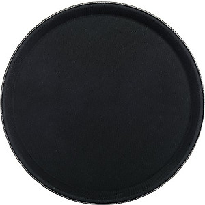 Carlisle FoodService Products 1100GL004 GripLite Rubber Lined Non-Slip Round Serving Tray, 11" Diameter, Black (Pack of 12)