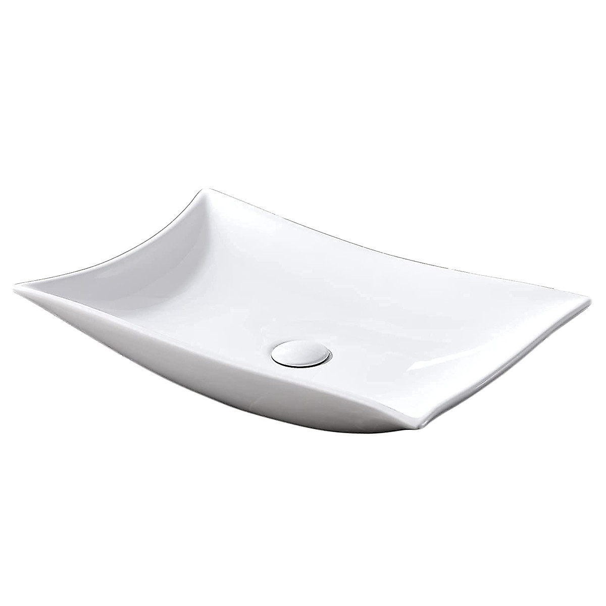 SHACO Contemporary 22.44" X 14.57" Porcelain Ceramic Above Counter Bathroom Vessel Sink, Countertop Bowl Lavatory Vanity Big Bathroom Sink