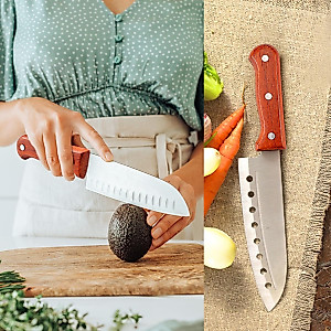 DOERDO 1Pair Wood Knife Handle Cutter Handle Replacement Kitchen Cutter Hand Grips with Nuts Rivets, 11.4CM