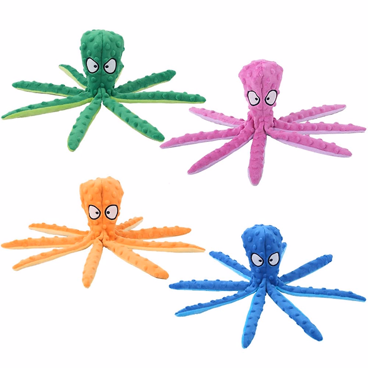 oAutoSjy 2pcs Plush Squeaky Dog Toy No Stuffing Octopus Duck Pet Toy for Small Medium and Large Dogs Crinkle Dog Toy Indoor Pet Interactive Toy Chew Toy for Biting Training Puppy Teething,Orange