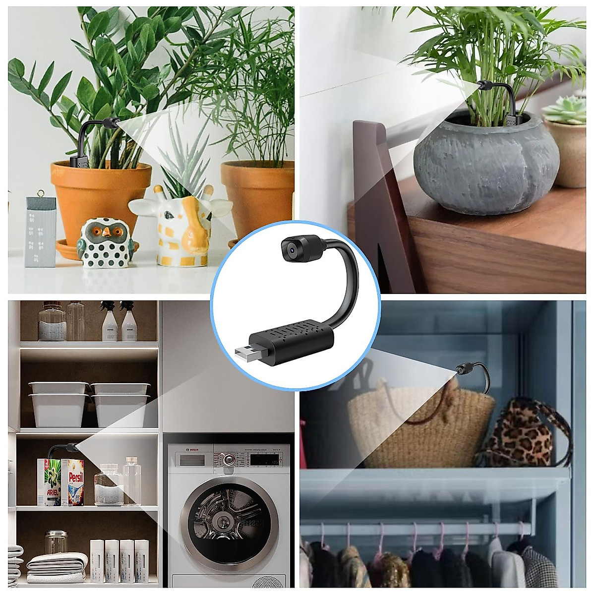 [Upgraded Night Vision] Smallest Wireless WiFi Camera,HD1080P USB Hidden Camera,Video Recording Live Feed,Hidden Spy Cam Nanny Camera/No Light Night Vision/Motion Activated Alarm(Upgraded Phone APP