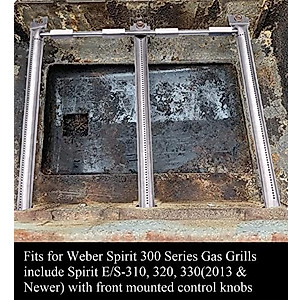 GasSaf 18 inch Burner Tube Set Replacement for Weber 69787, Spirit 300 E310 E320 E330 S310 S320 S330 Series Gas Grills with Up-Front Controls(2013 & Newer), 304 Stainless Steel Durable Burner Tube