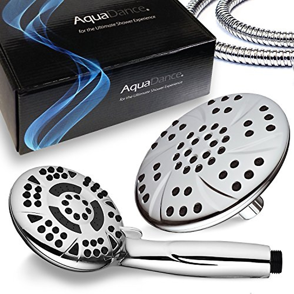 High Pressure 6-inch / 6-Setting Premium Rain Shower Head by AquaDance for the Ultimate Shower Spa Experience! Officially Independently Tested to Meet Strict US Quality & Performance Standards!