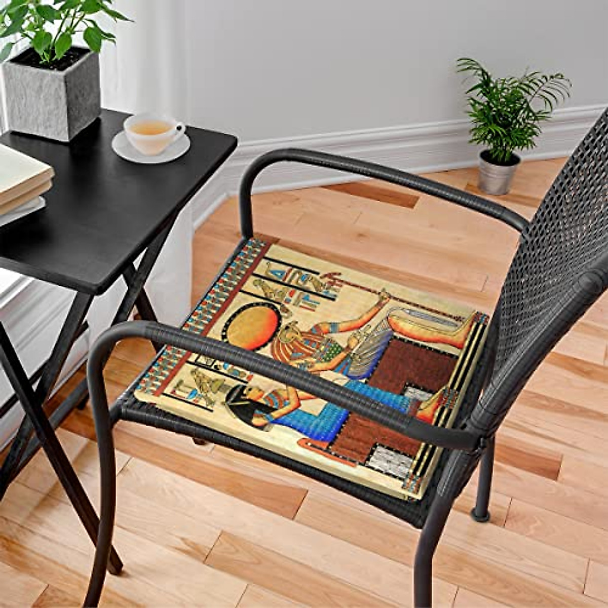 AUUXVA Seat Cushion Egyptian Papyrus Horus Queen Chair Cushion 16x16in Soft Foam Dorm Chair Pad with Washable Zipper Cushion Cover for Kitchen Dining Office Patio Furniture Cushion