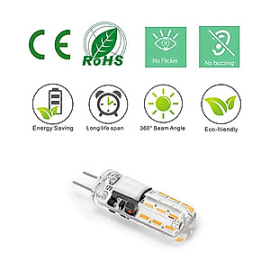 Gaormii G4 LED Bulb JC Type Bi-Pin Base Bulb 1.5W AC/DC 12V 10W T3 Halogen Bulb Replacement for Landscape Lighting, Under Cabinet Puck Light, Chandeliers, Warm White 3000K, 10-Pack