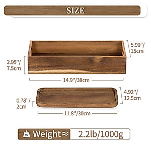 Toilet Tank Basket Wood Bathroom: Hanobe Set of 2 Wooden Toilet Paper Basket Topper with Vanity Tray Back of Toilet Organizer Acacia Toiletry Storage Holder Box