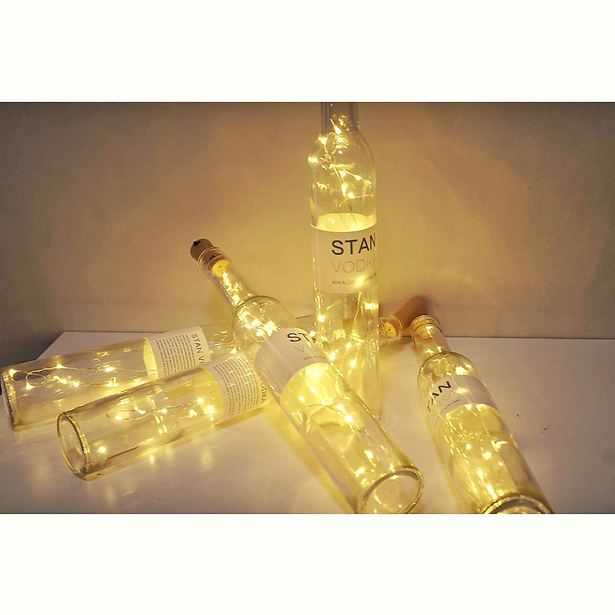 12 Pack 20 LED Wine Bottle Cork Lights, Fairy Mini String Lights Copper Wire, Battery Operated Starry Lights for DIY, Christmas, Halloween, Wedding, Party, Indoor&Outdoor (12 Pack, Warm White)