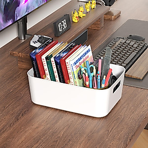 Quickquick 12 Packs Plastic Pantry Organizing Bins, Cupboard Organization Box, White