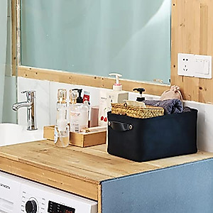 FENQDOOU Velvet Storage Bins, Storage Baskets with Sturdy Handles, Collapsible 6 Pack Storage Box Suitable for Home, Closet, Office, Nursery ,Shelf, Toys 12.2x8.2x6.2 inches(Black)