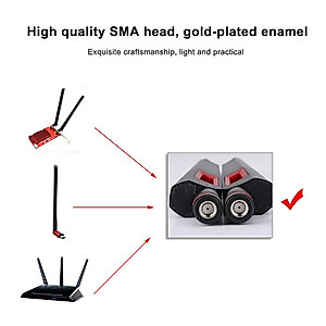 Bewinner 2PCS M.2/NGFF Network Card Connect Cable+28DBi Network Antenna, LAN and Router Adapte, Compatible for Intel 9260NGW/7265AC/9650AC/BCM94360